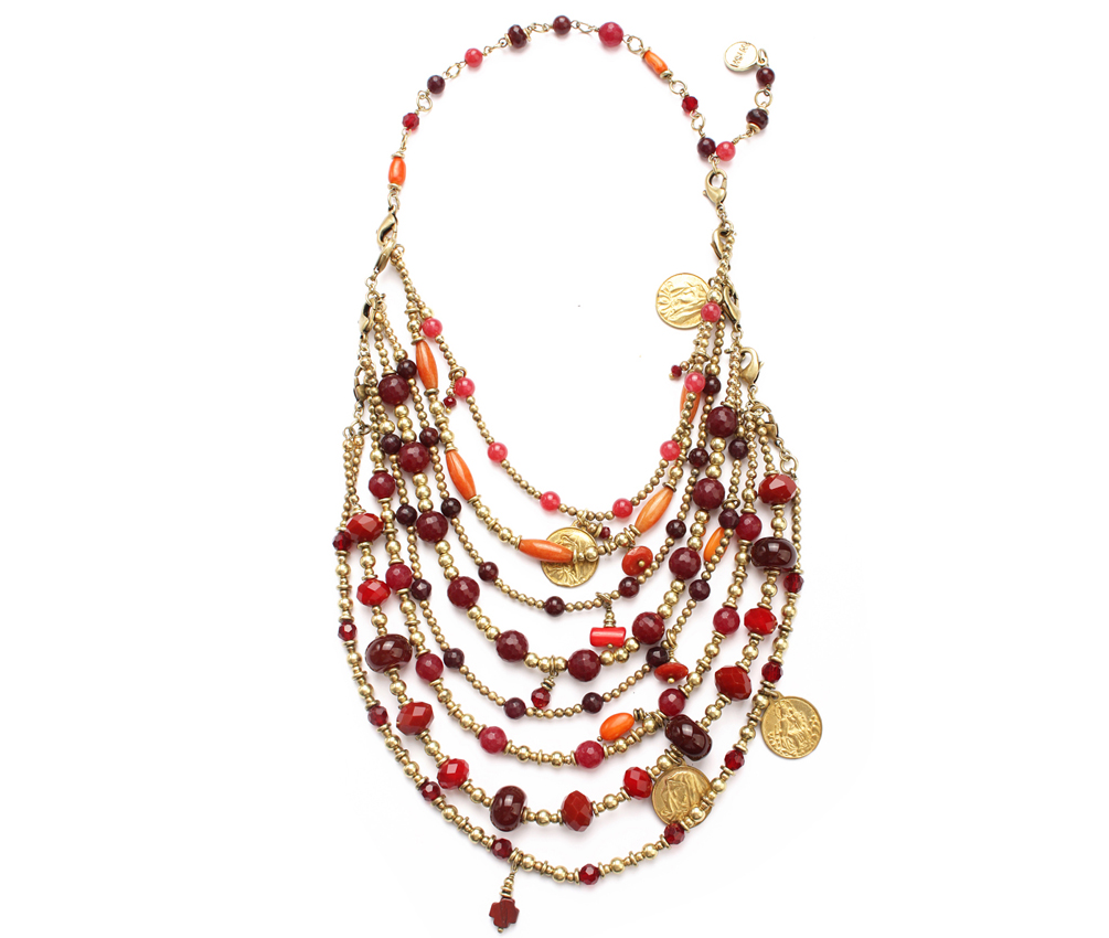 Perlenmarkt OnlineShop - Exoal Collier de Luxe Rot/Gold